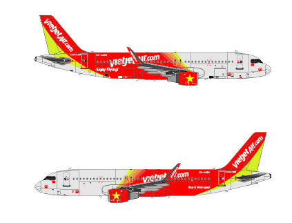 LN144-574 Vietjet Airbus A320's HD Bank And Vietnam Colour Schemes ...