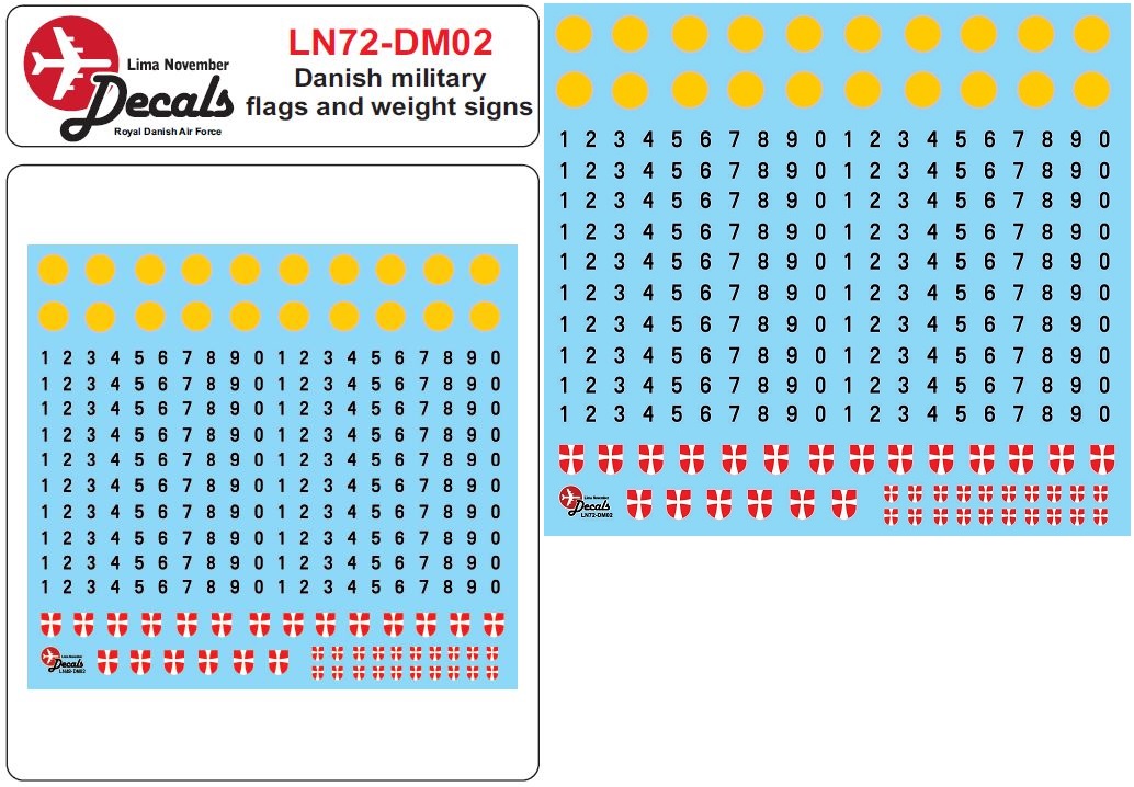 LN72-DM02 Danish Military Flags And Weight Signs | Lima November Decals